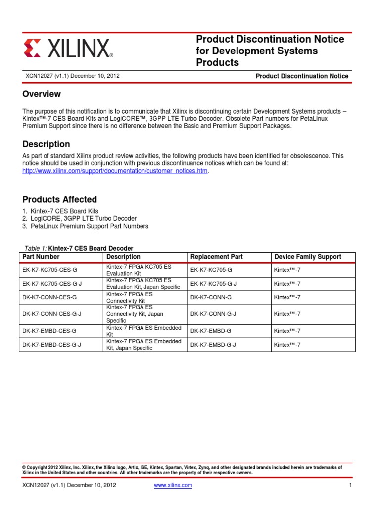 Product Discontinuation Notice For Development Systems Products | PDF ...