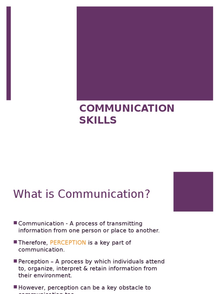 Introduction To Communication Skills | PDF | Perception | Communication