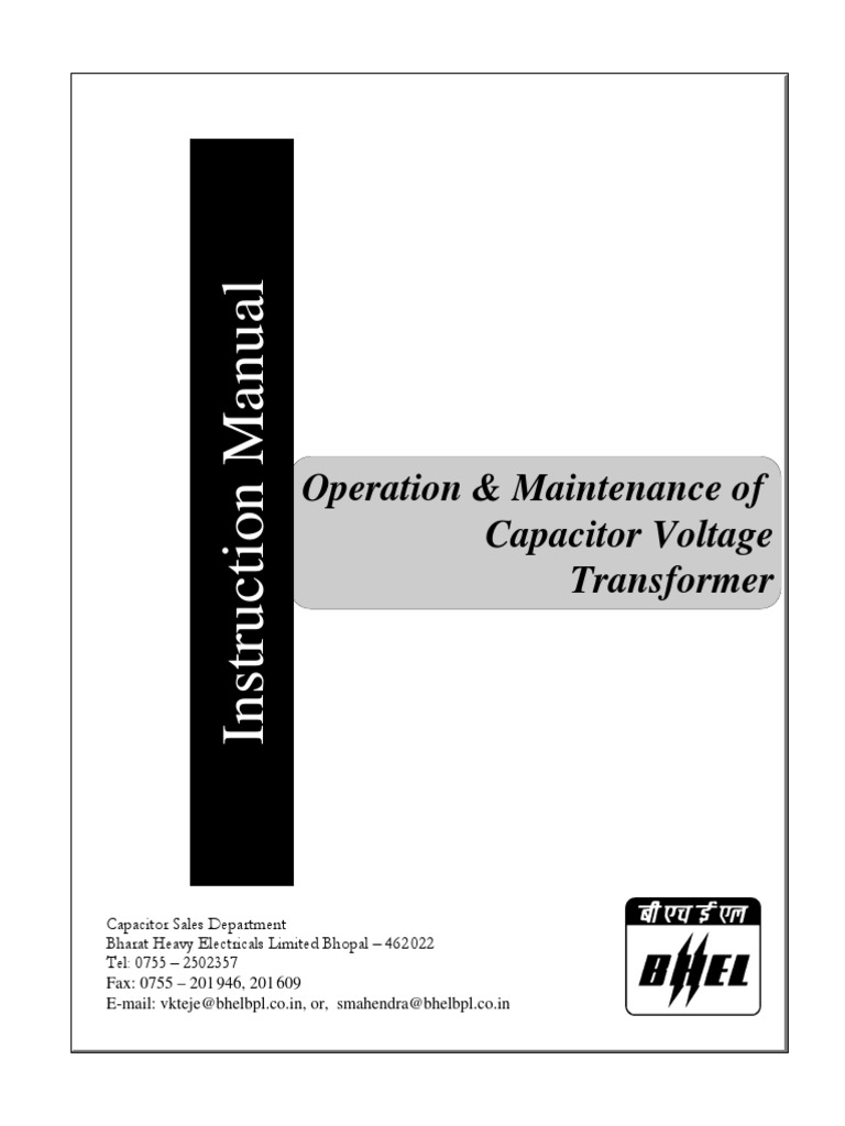 Operation & Maintenance of Capacitor Voltage Transformer | PDF | Capacitor | Transformer