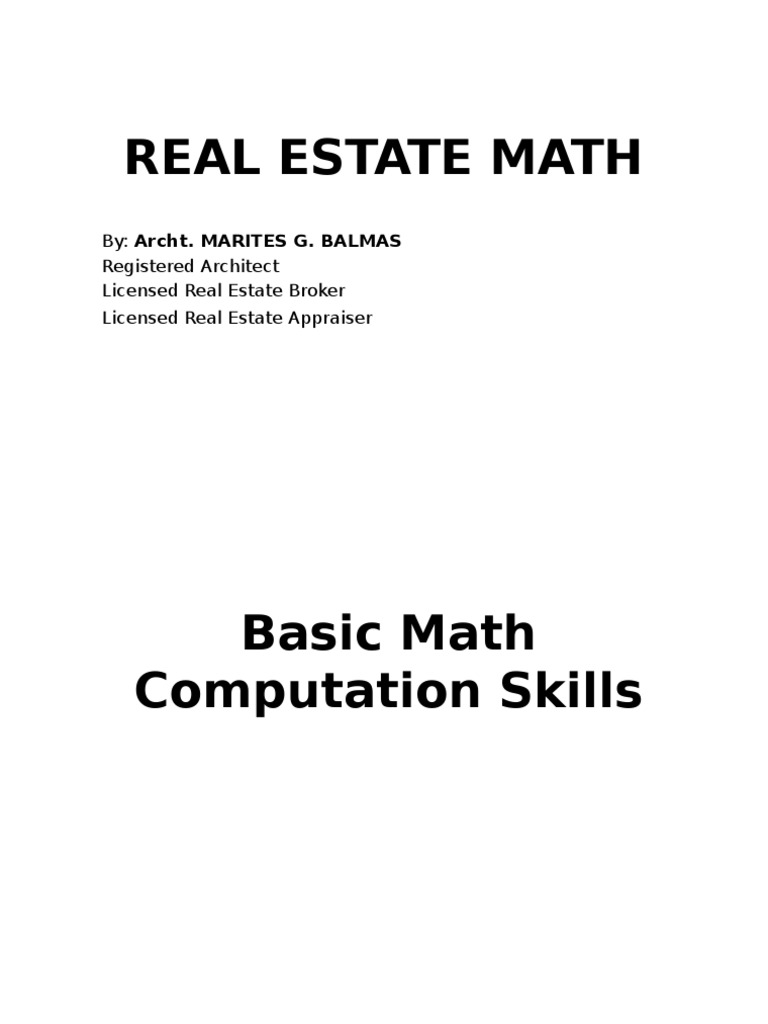 Real Estate Math | PDF | Fraction (Mathematics) | Percentage
