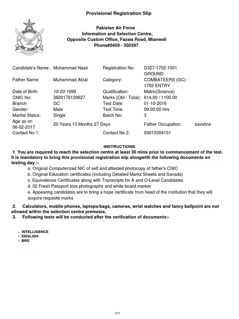 Provisional Registration Slip: Instructions | PDF