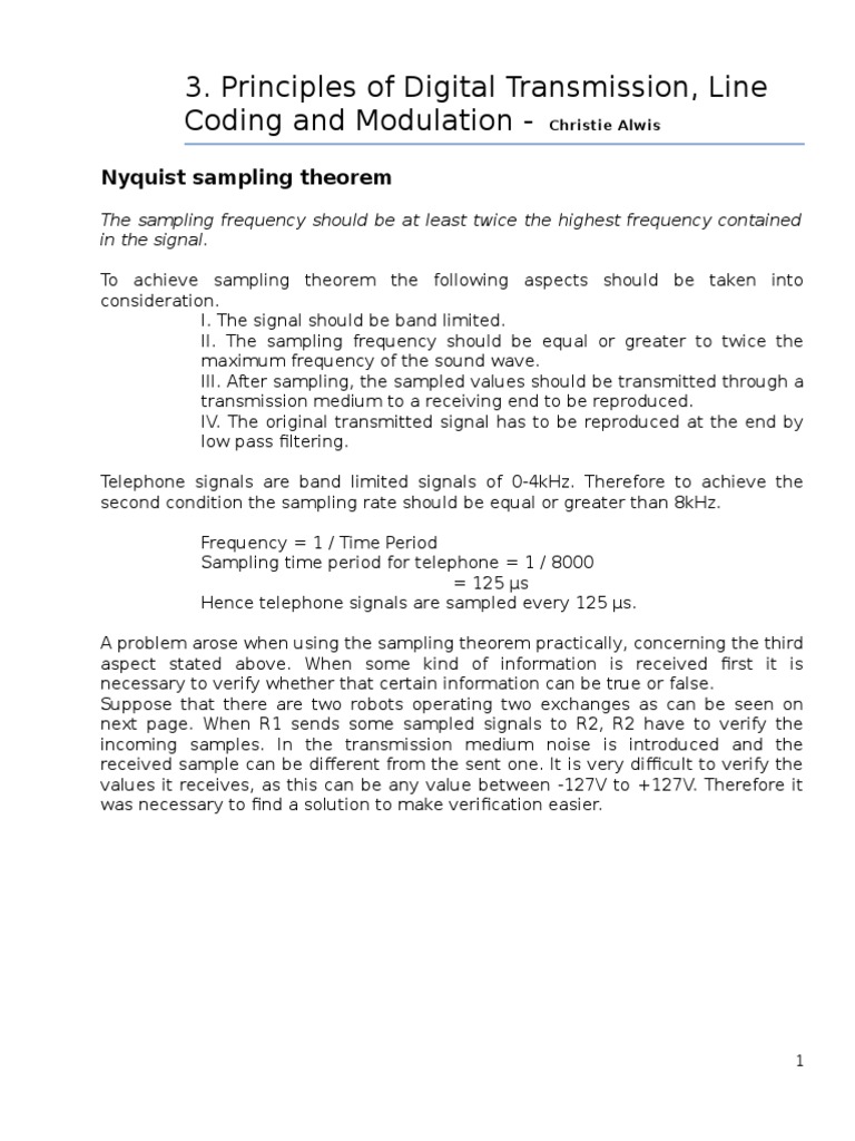 Principles of Digital Transmission | PDF | Signal To Noise Ratio ...