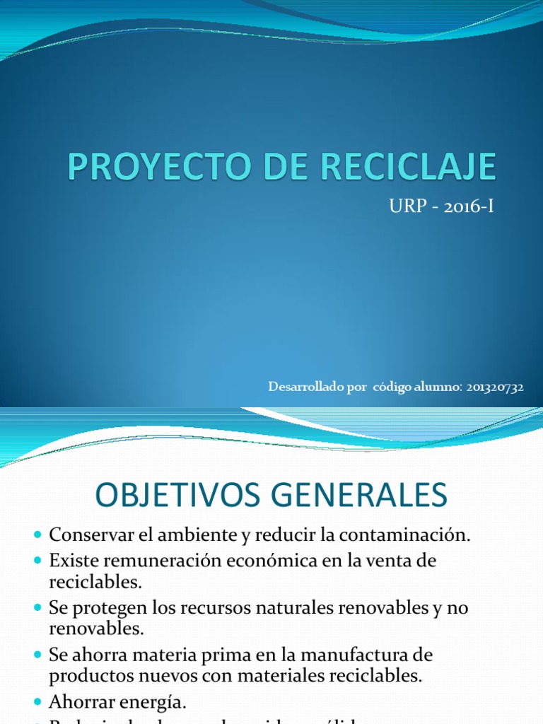 Proyecto De Reciclaje Pdf Reciclaje El Plastico