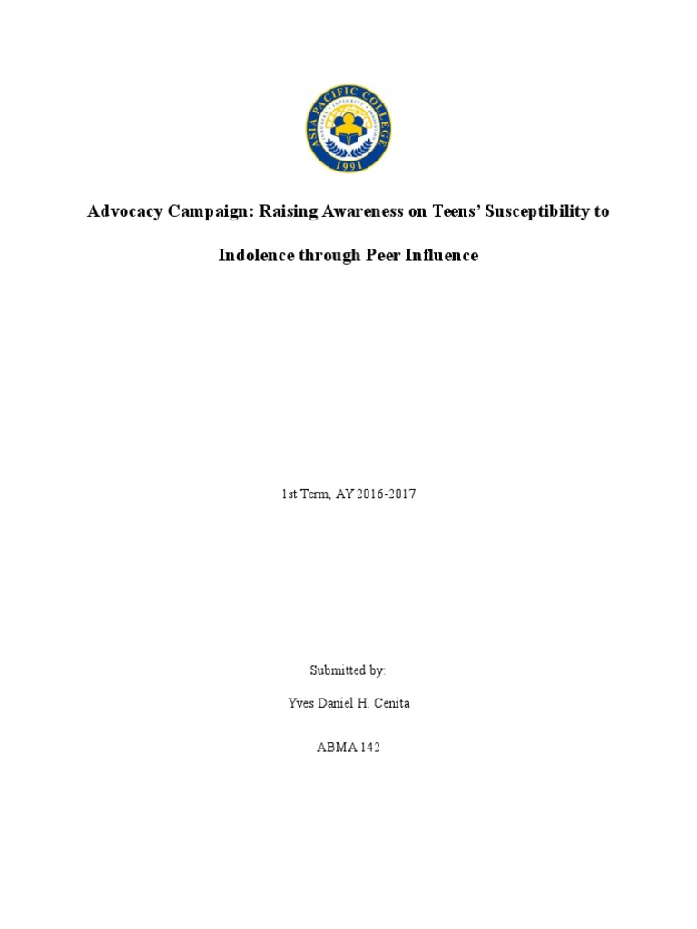 Advocacy Campaign: Raising Awareness On Teens' Susceptibility To ...