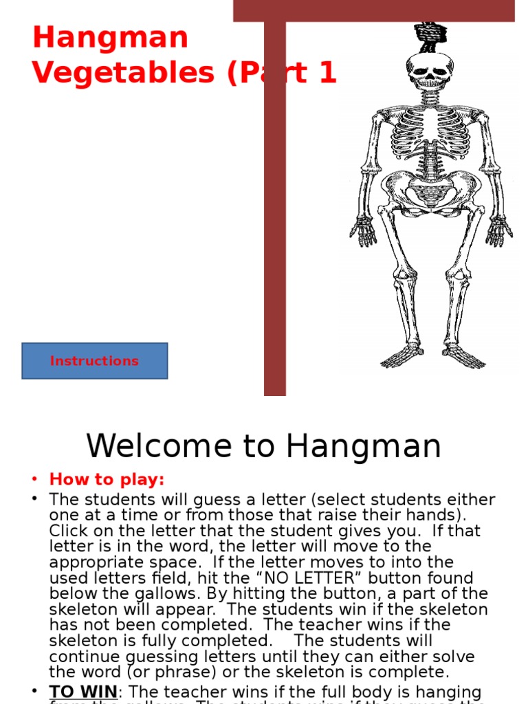 Hangman Game: Vegetables Guide | PDF
