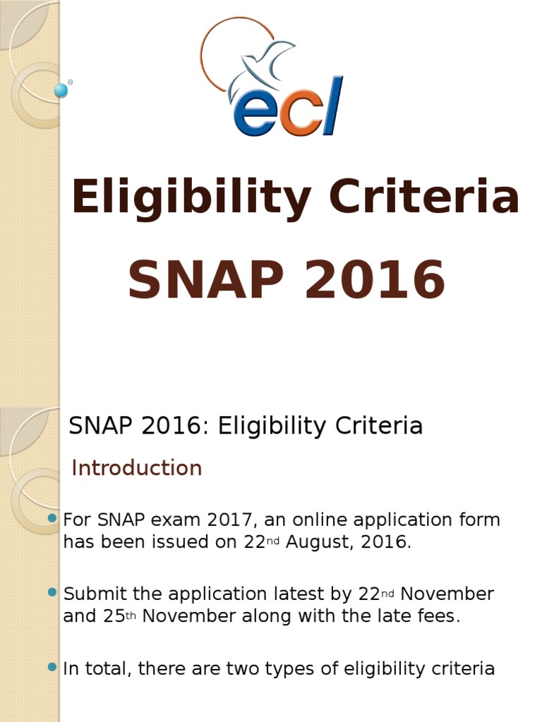 SNAP 2016 Eligibility Criteria | PDF