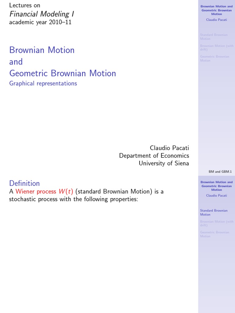 Brownian Motion and Geometric Brownian Motion: Graphical ...