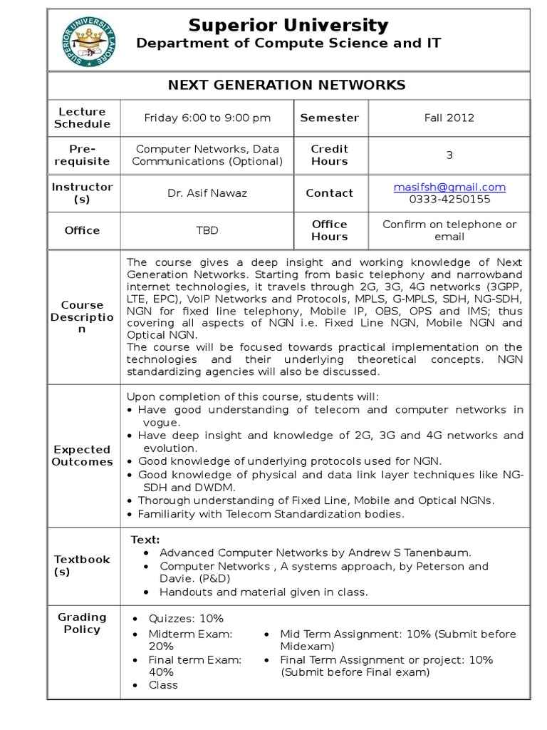 Superior University: Department of Compute Science and IT Next ...