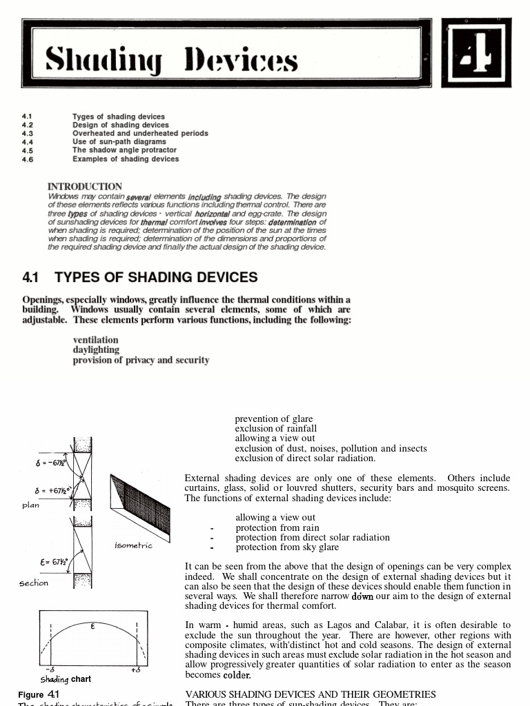 Design and Types of Shading Devices | PDF | Azimuth | Window