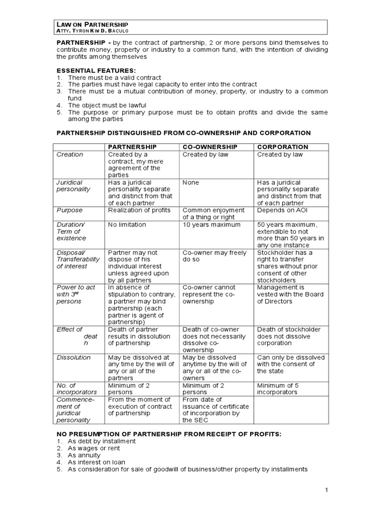 Partnership Reviewer | PDF
