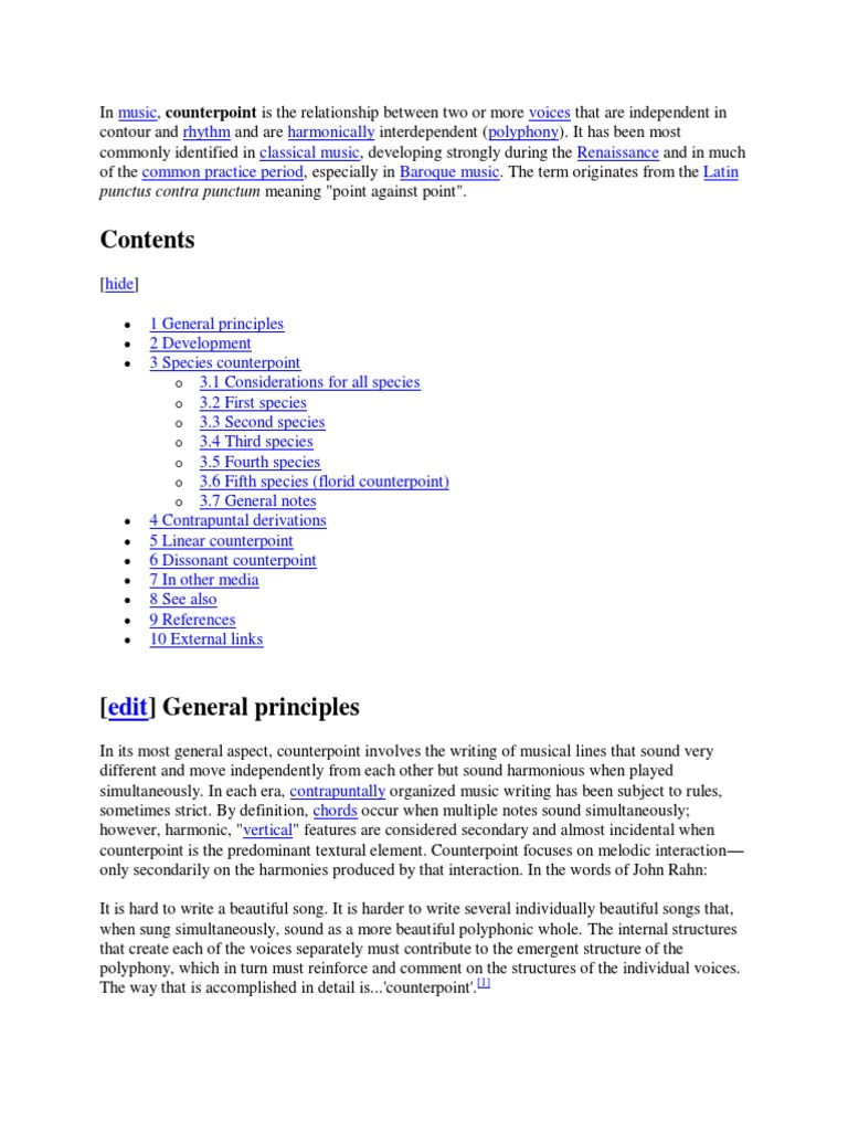 Punctus Contra Punctum Meaning "Point Against Point".: o o o o o o o | PDF