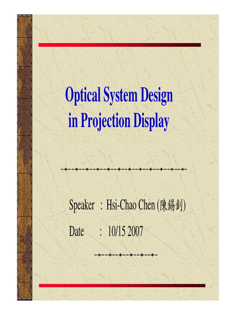 Projection Optical System Design | PDF | Mirror | Optics
