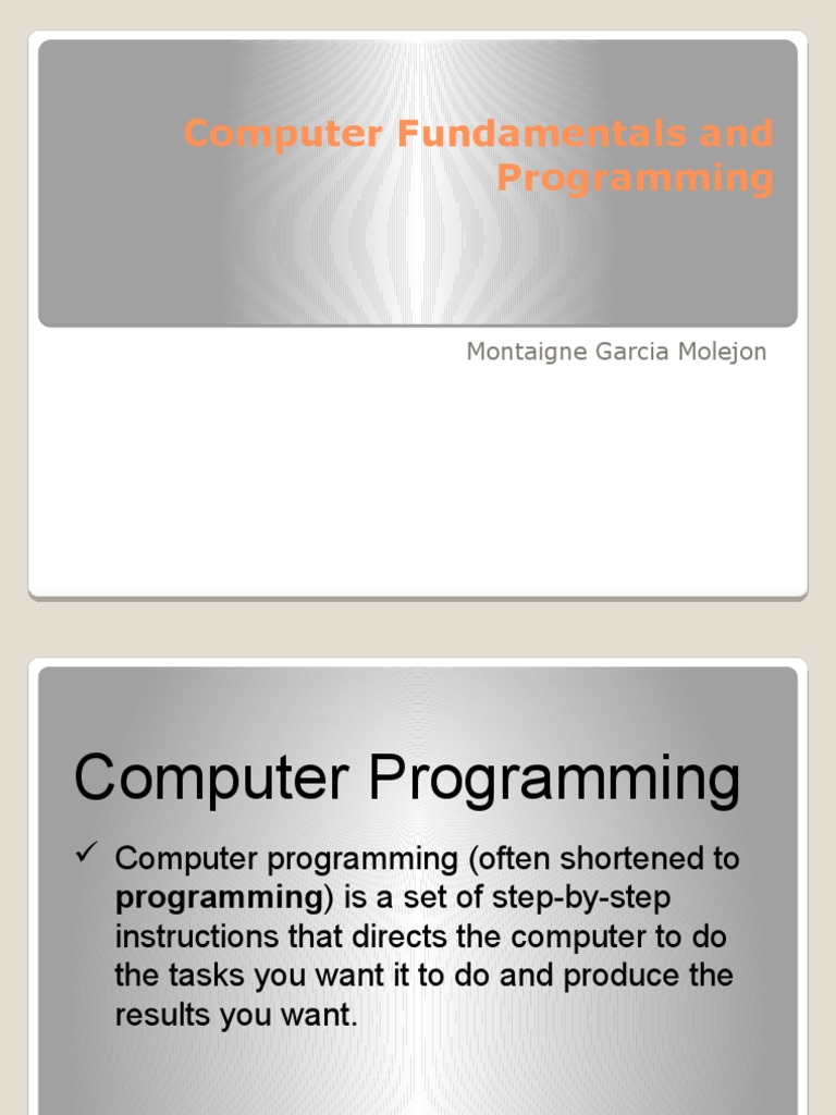 Computer Fundamentals and Programming: Montaigne Garcia Molejon | PDF ...
