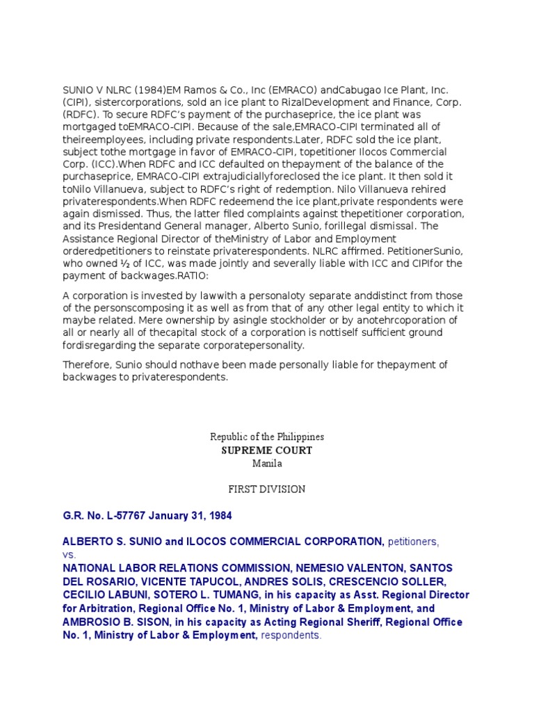 Sunio vs. National Labor Relations Commission | PDF | Foreclosure | Lawsuit