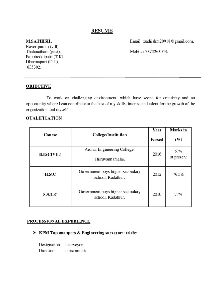 Sathish RESUME PDF | PDF | Career & Growth | Art