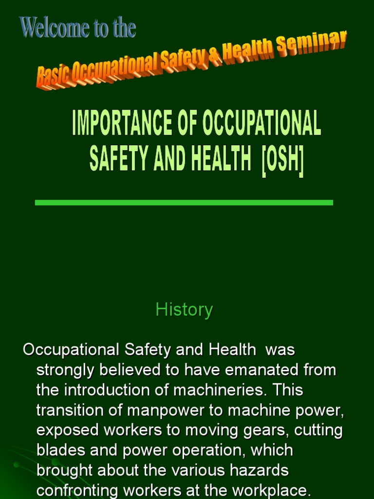 Topic 01 - Introduction To Osh | PDF | Employment | Occupational Safety ...