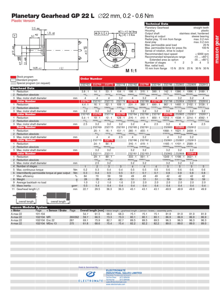 Maxon GP 22 L | PDF | Transmission (Mechanics) | Car