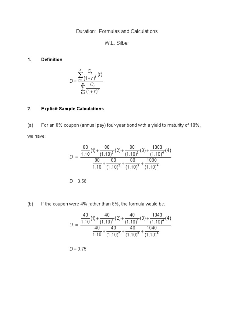 Duration Formulas and Calculations | PDF