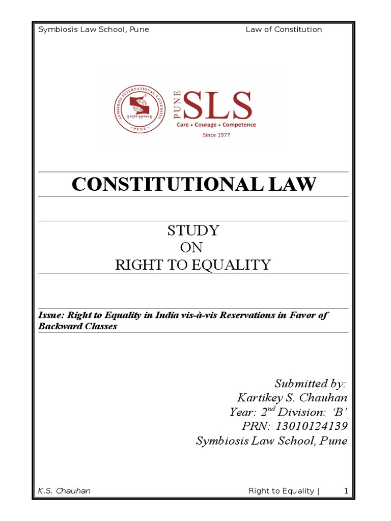 Constitutional Law: Study ON Right To Equality | PDF | Equal ...