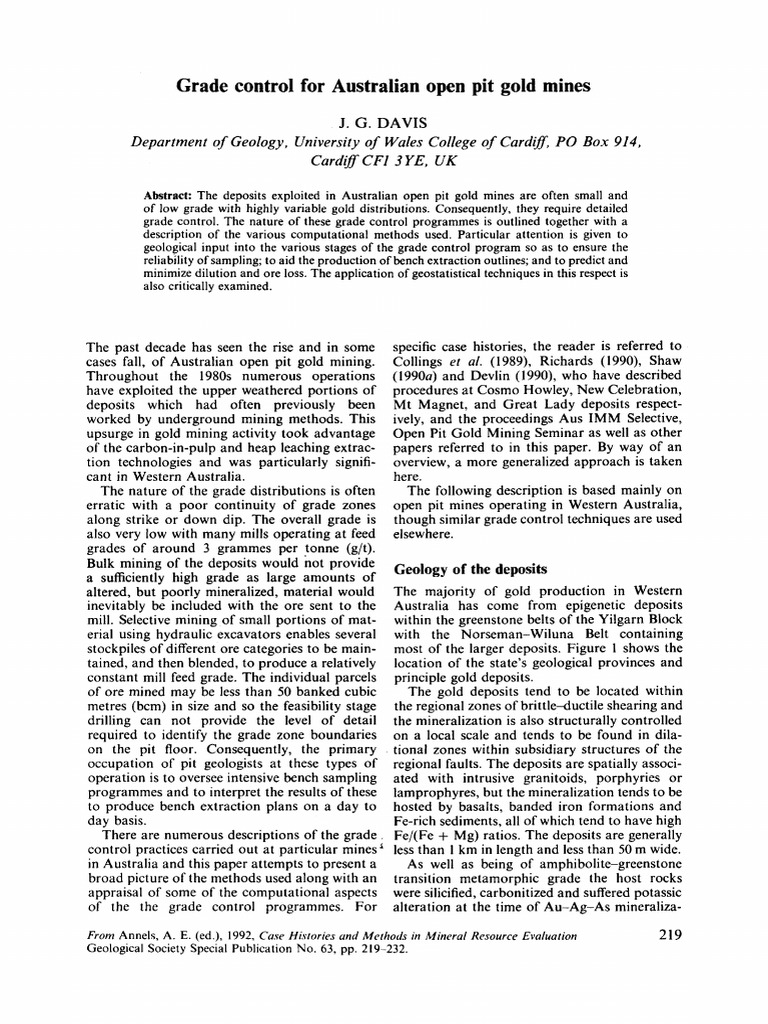 Australian Open Pit Gold Mining Grade Control | PDF | Mining | Geology