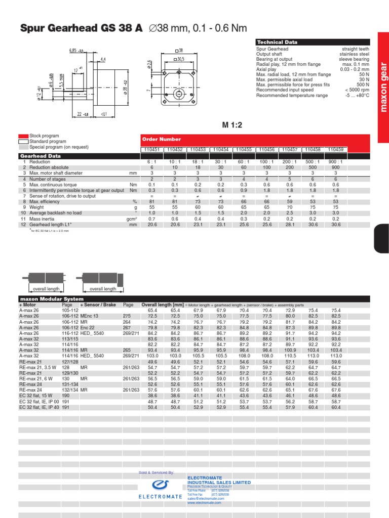 Maxon GS 38 A | PDF | Transmission (Mechanics) | Automotive Technologies