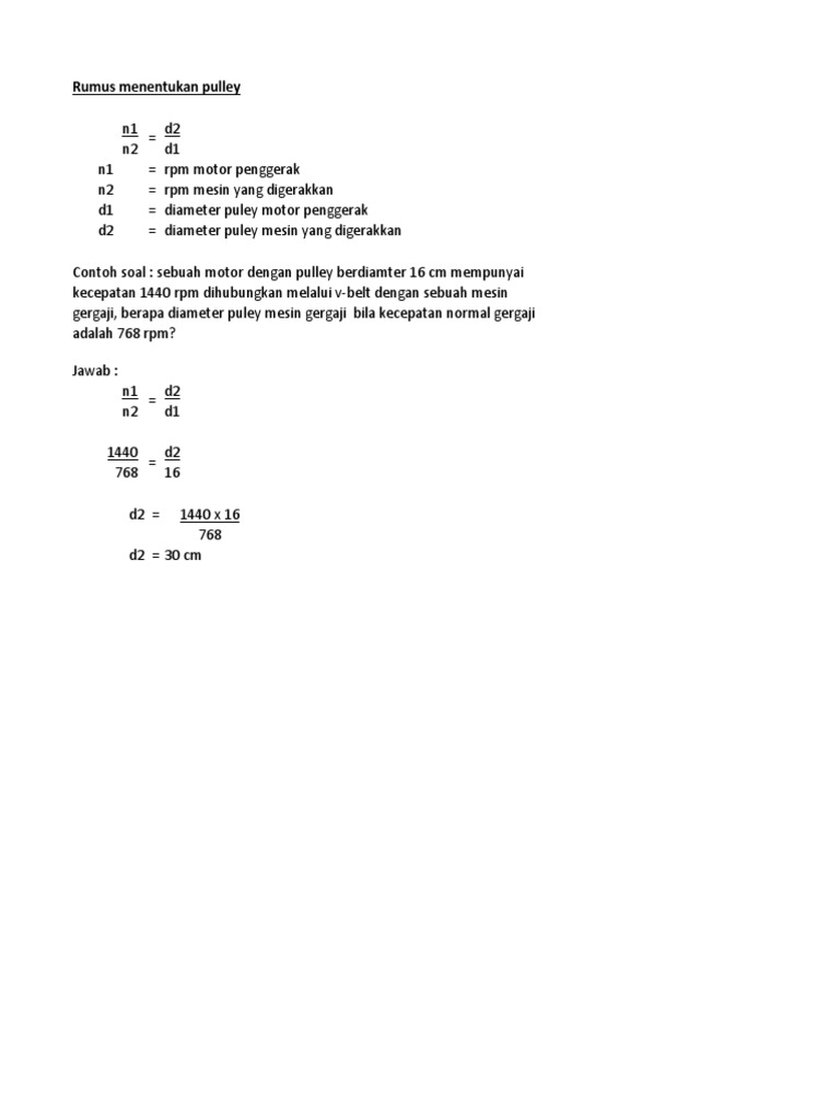 Rumus Menentukan Pulley Motor | PDF