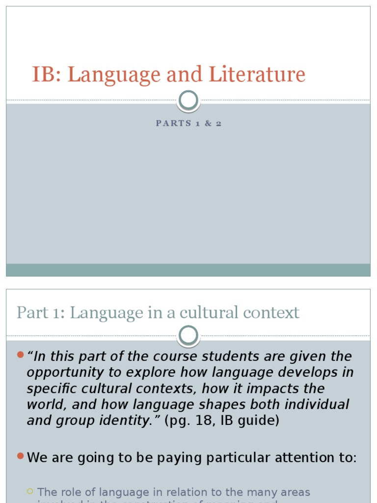IB Language and Literature Course Overview | PDF | Educational ...