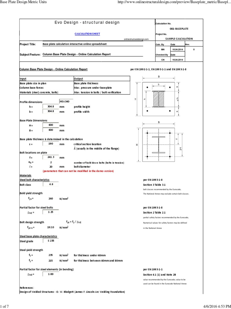 Evo Design - Structural Design: Calculation Sheet | PDF | Civil ...