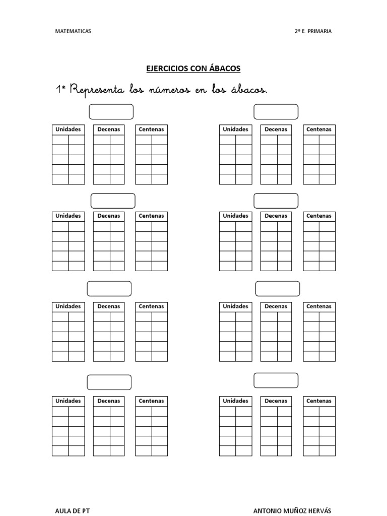 EJERCICIOS CON ÁBACOS Hasta Centenas | PDF