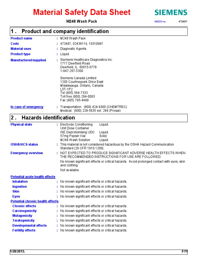 473497_Siemens NA MSDS - United States of America_Eng | Toxicity ...
