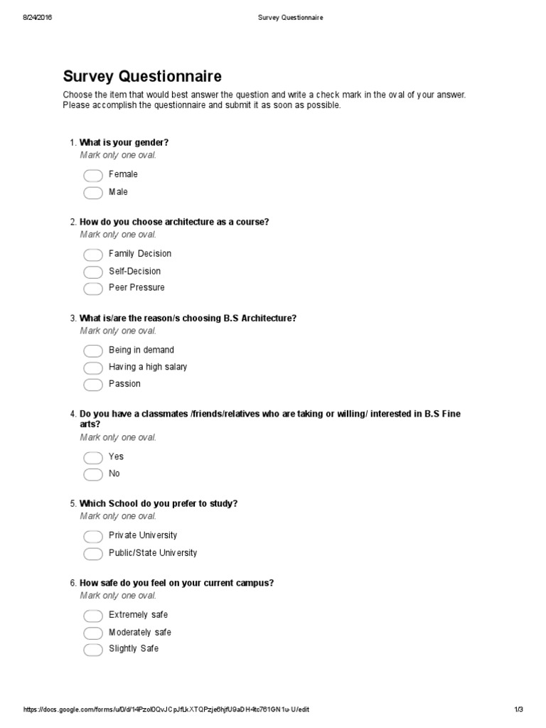 Survey Questionnaire - Google Forms | PDF