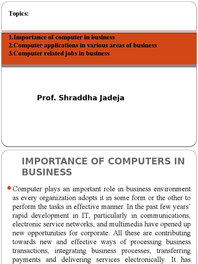 Importance of Computer in Business | PDF | Automation | Computer Aided ...