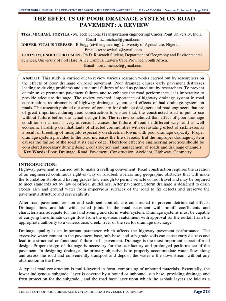 Impact of Poor Drainage on Road Pavement | PDF | Road | Road Surface