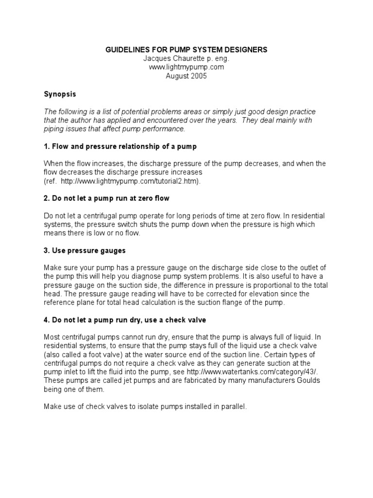 Essential Pump System Design Guidelines | PDF