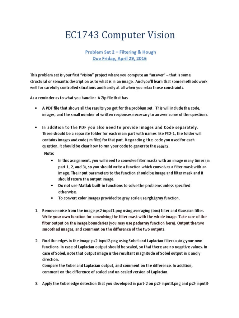Filtering and Hough Transform | PDF | Computer Vision | Scientific Modeling
