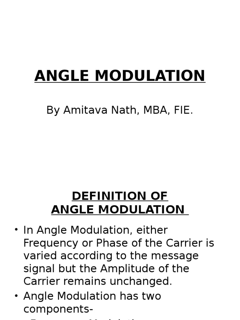 Angle Modulation: by Amitava Nath, MBA, FIE | PDF | Frequency ...