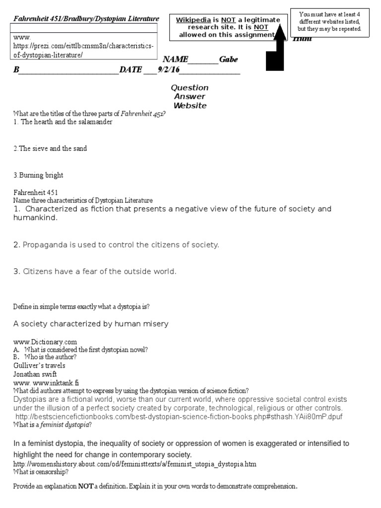 Dystopian Lit Scavenger Hunt | PDF | Dystopia | Utopian And Dystopian ...