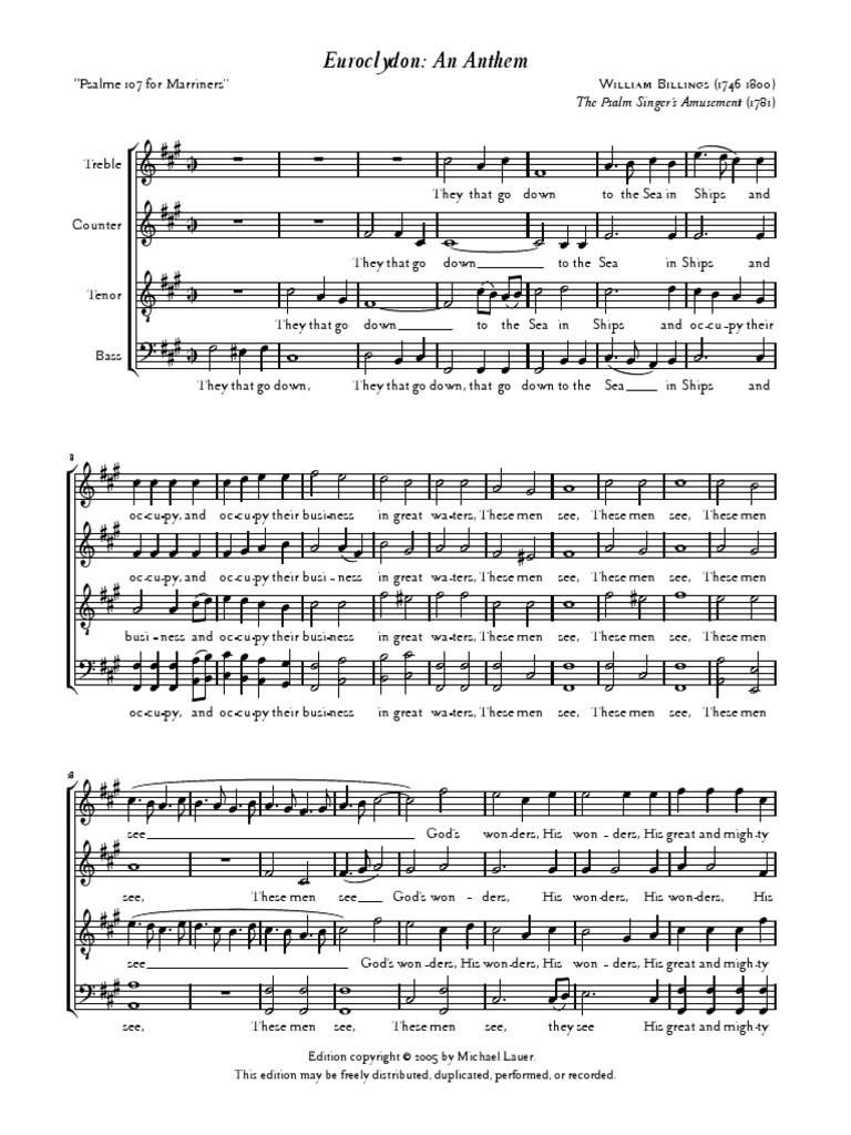 Euroclydon - William Billings | PDF | Leisure | Entertainment (General)