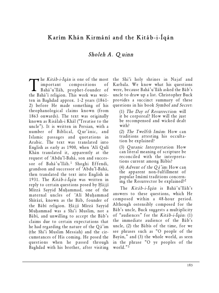 Karim Khan Kirmani | PDF | Bahá'í Faith | Abrahamic Religions