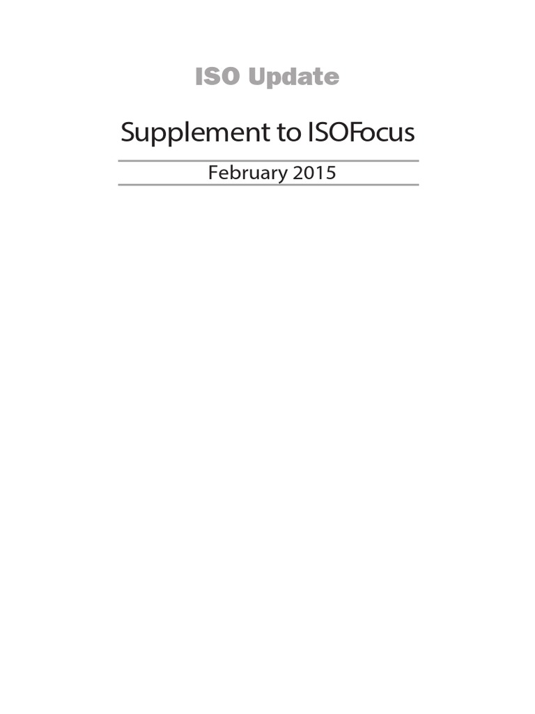 Supplement To Isofocus: Iso Update | PDF | International Organization ...