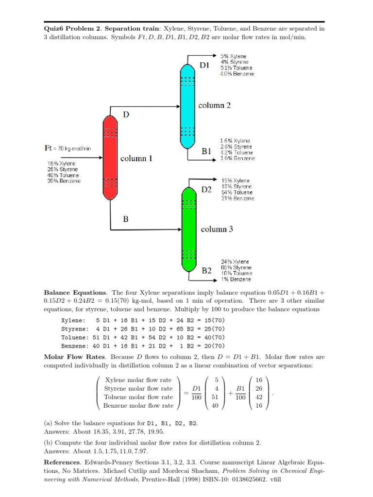 Numerical Methods in Chemical Engineering: Quiz 6 | PDF | Teaching Methods & Materials | Science ...