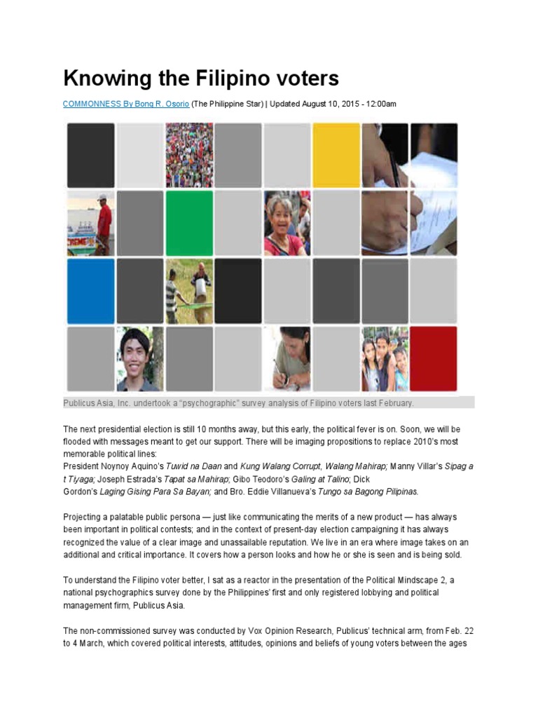 Knowing The Filipino Voters | PDF | Voting | Survey Methodology