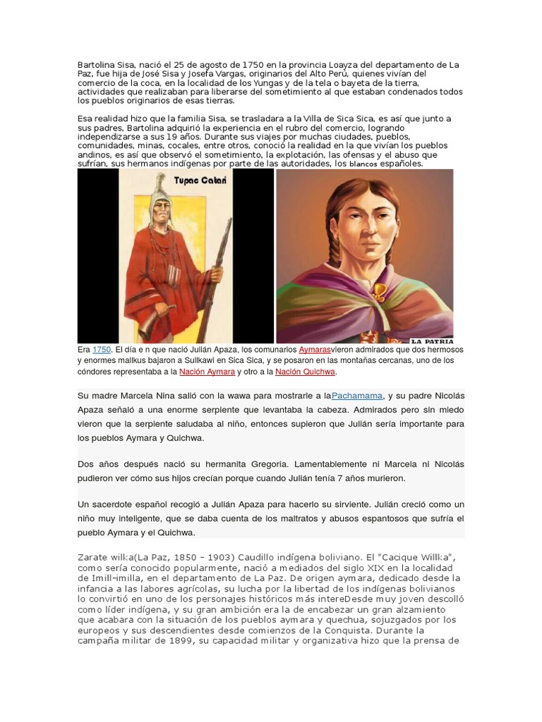 Bartolina Sisa | PDF | Bolivia | Agitación