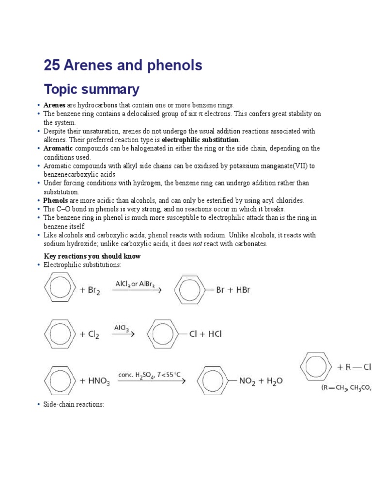 Arene and Phenol Reactions Explained | PDF