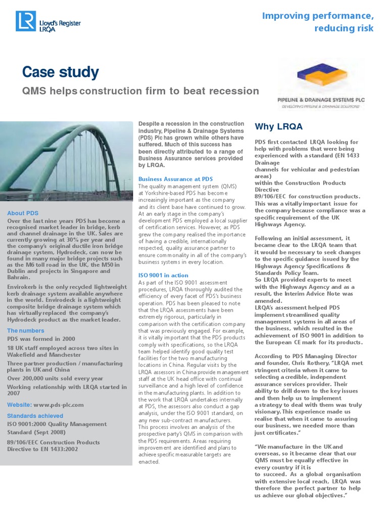 Case Study: QMS Helps Construction Firm To Beat Recession | PDF | Iso ...