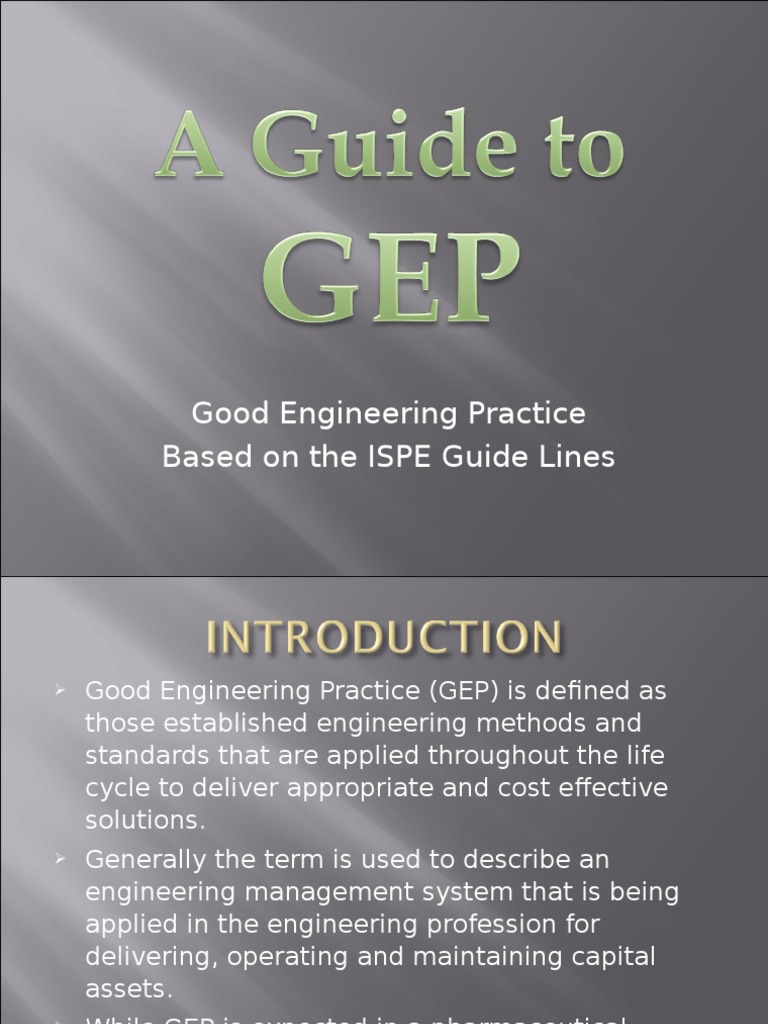 Good Engineering Practice Based On The ISPE Guide Lines | PDF | Risk ...