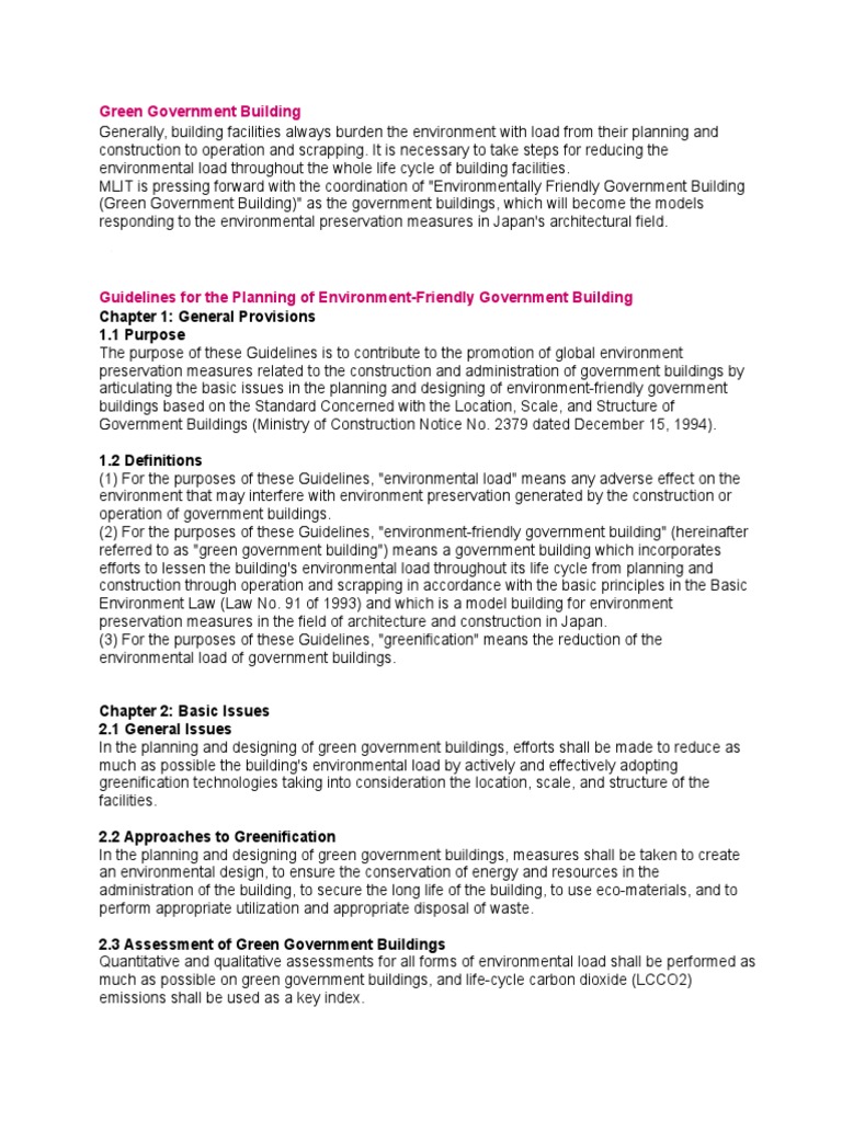 Guidelines for Planning Environmentally Friendly 'Green Government ...