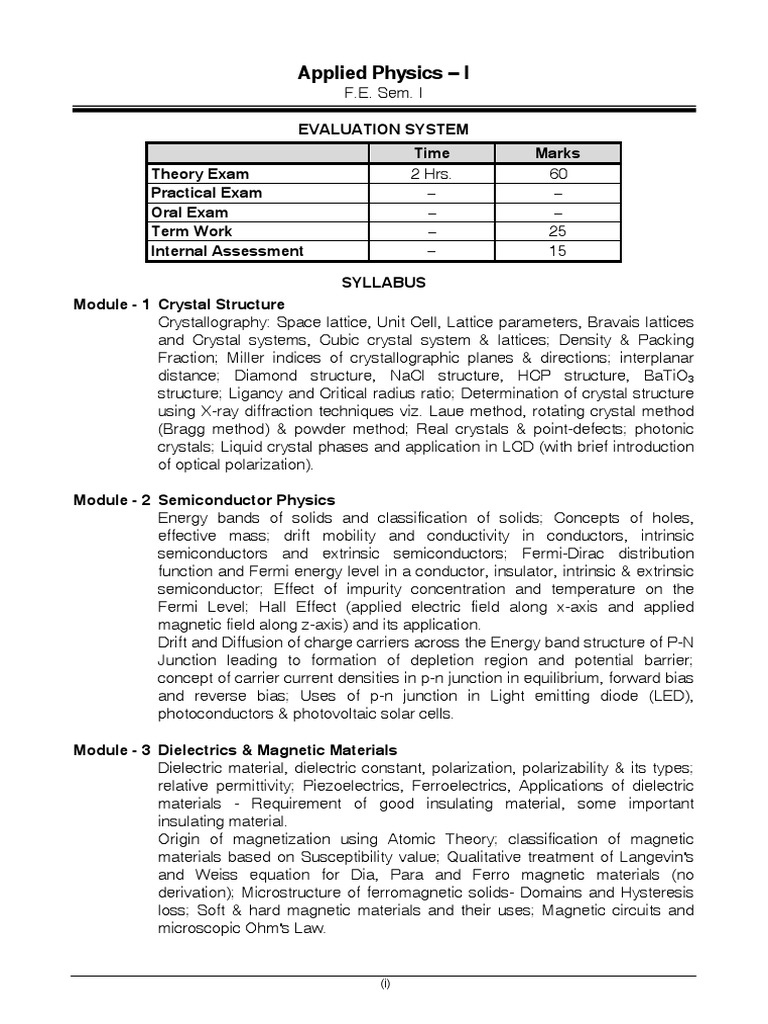 Applied-Physics - I | PDF | Crystal Structure | Semiconductors