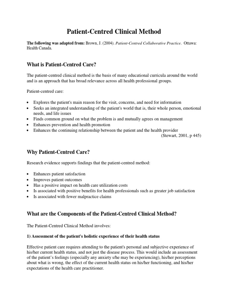 Patient Centred Clinical Method | PDF | Health Promotion | Health Care