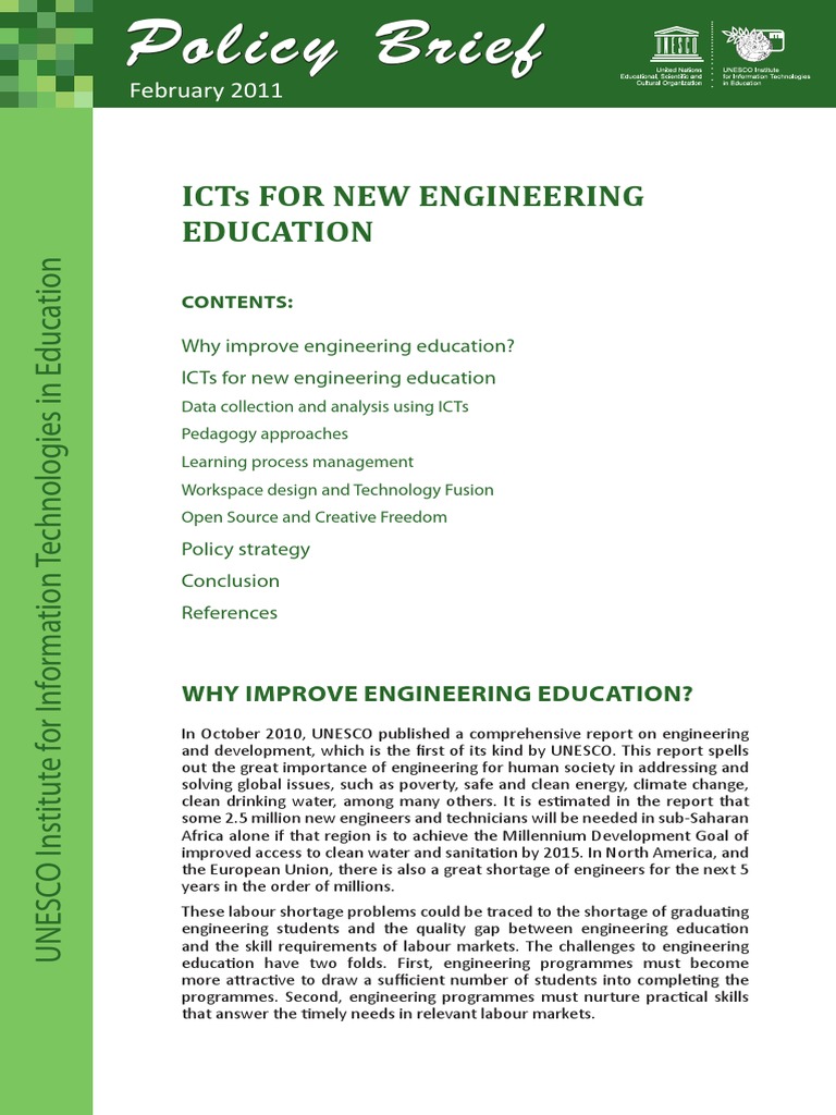 UNESCO Policy Brief 2011 | PDF | Educational Technology | Engineering